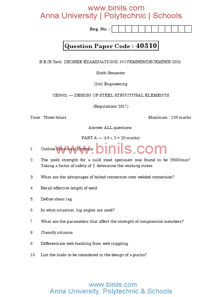 CE8601 Design of Steel Structural Elements | PDF