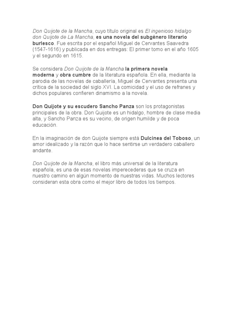 Don Quijote de La Mancha | PDF