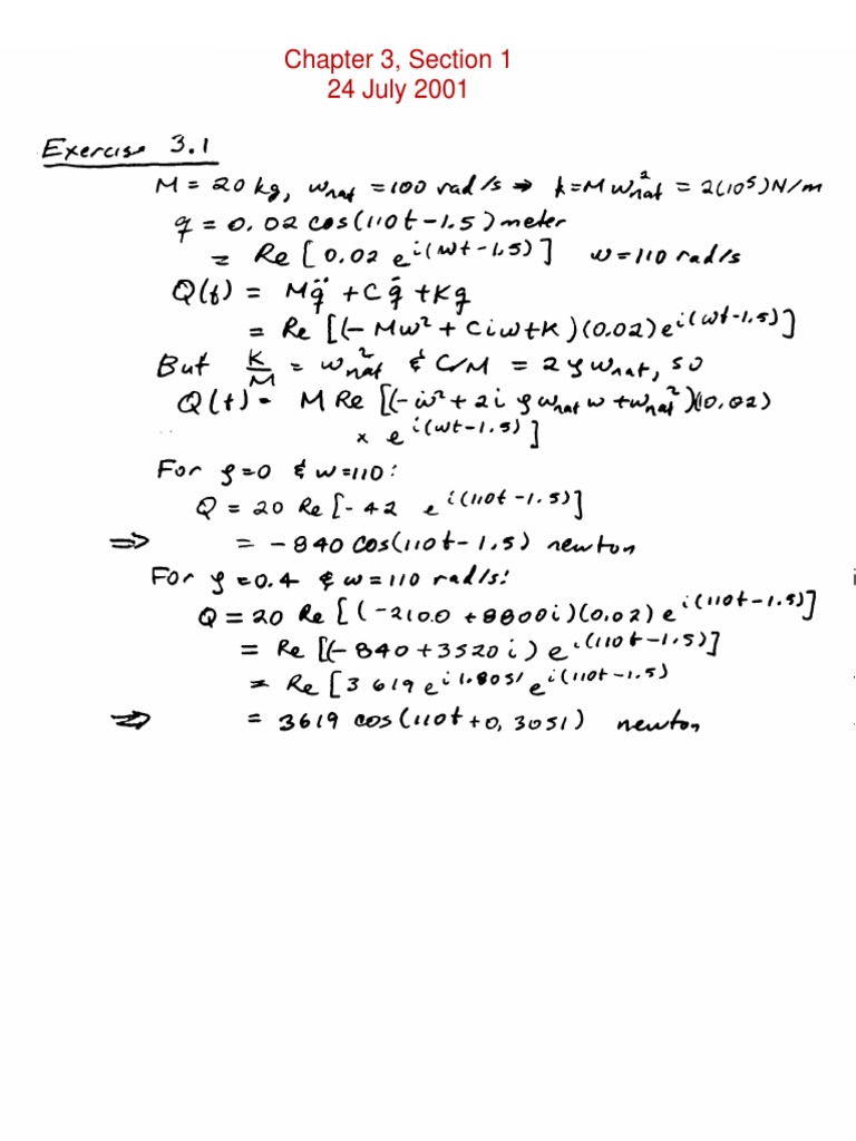 Solution Manual For Mathematical and Structural Vibration - Jerry Ginsberg | PDF