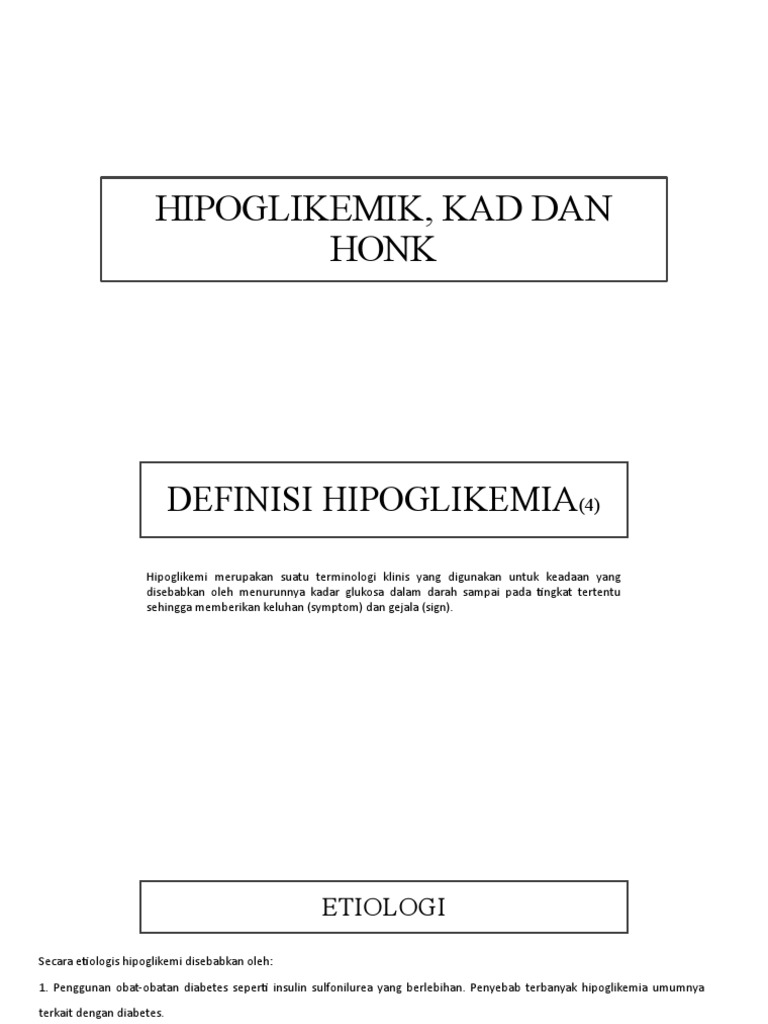 HIPOGLIKEMIA, KAD Dan HONK | PDF | Pengembangan Diri | Kesehatan Holistik