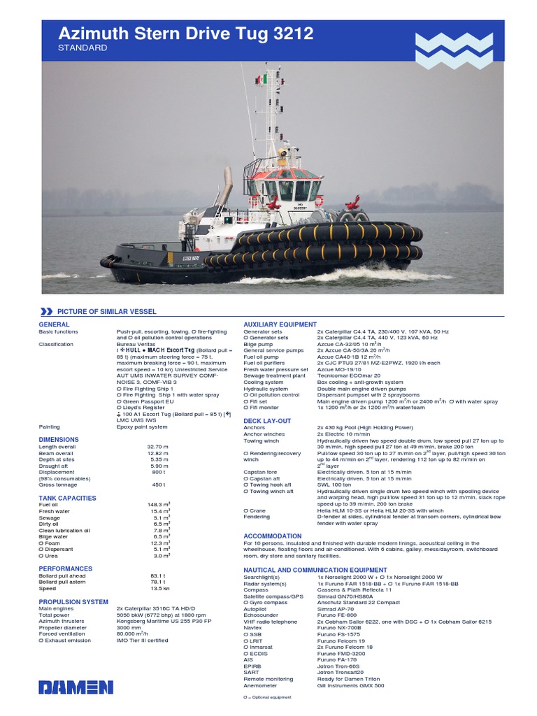 Product Sheet Asd Tug 3212 | PDF | Tugboat | Shipping