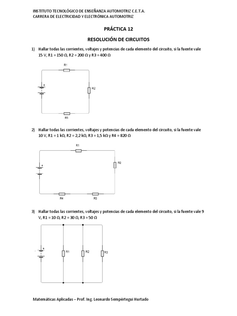 U3 - Práctica 12 - Circuitos | PDF