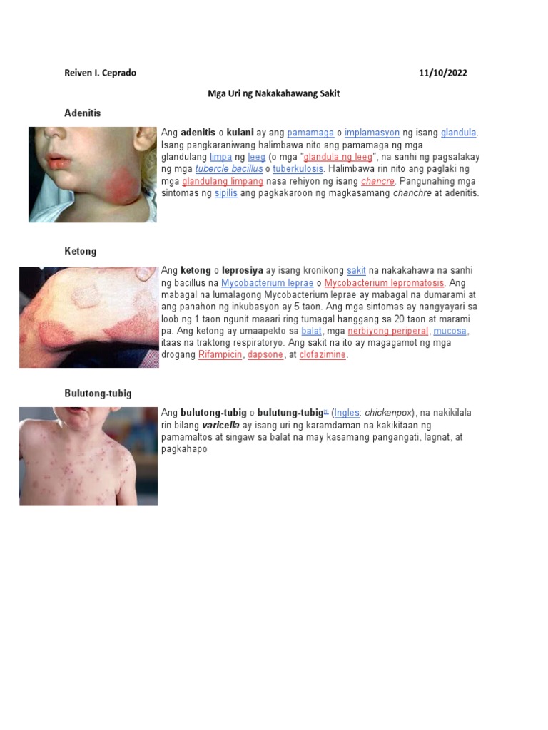 Mga Uri Ng Nakakahawang Sakit | PDF