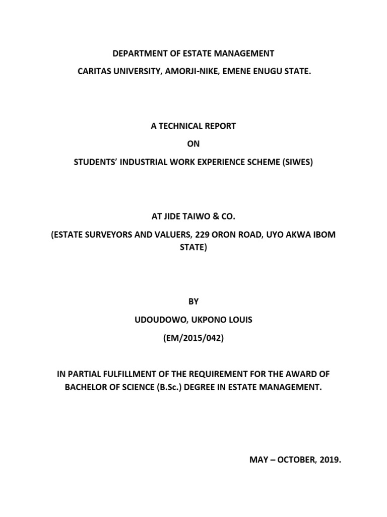 SIWES Report: Estate Management Experience | PDF | Leasehold Estate | Lease