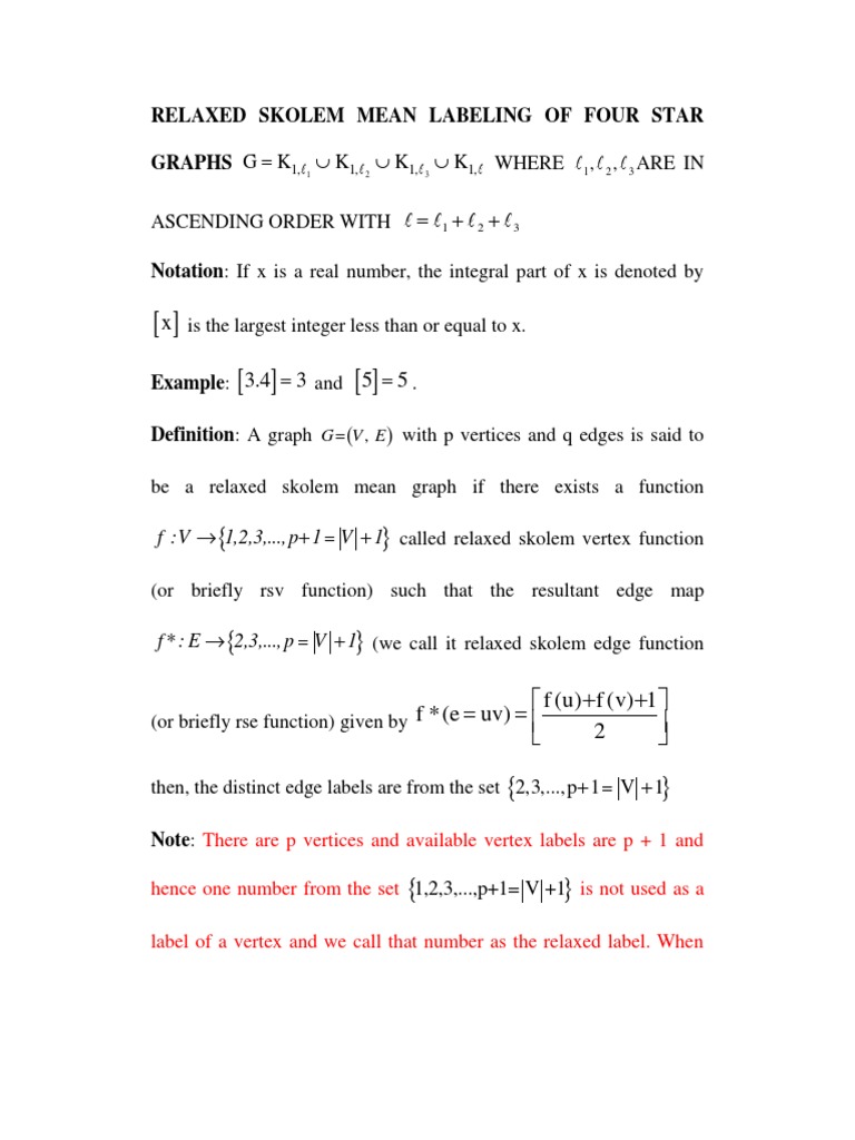 Relaxed Skolem Labeling of Star Graphs | PDF | Vertex (Graph Theory) | Function (Mathematics)