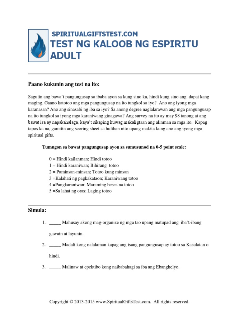 Adult Gifts Test Tagalog | PDF
