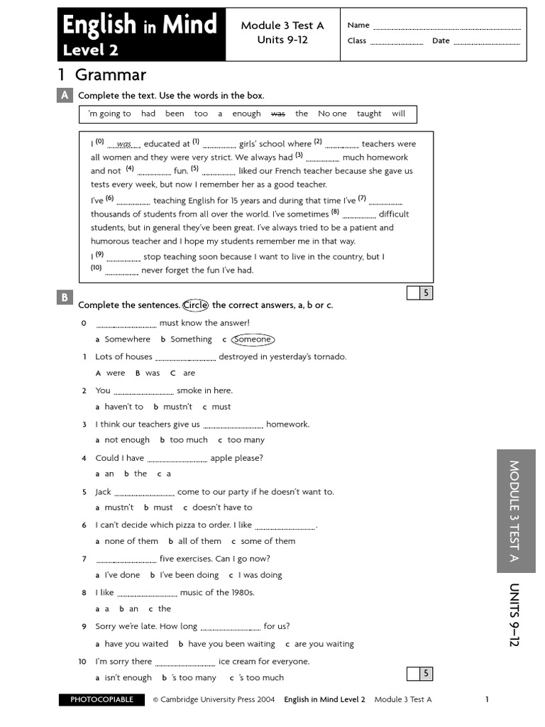 EIM Level 2 Test 3 | PDF | Teachers | English Language