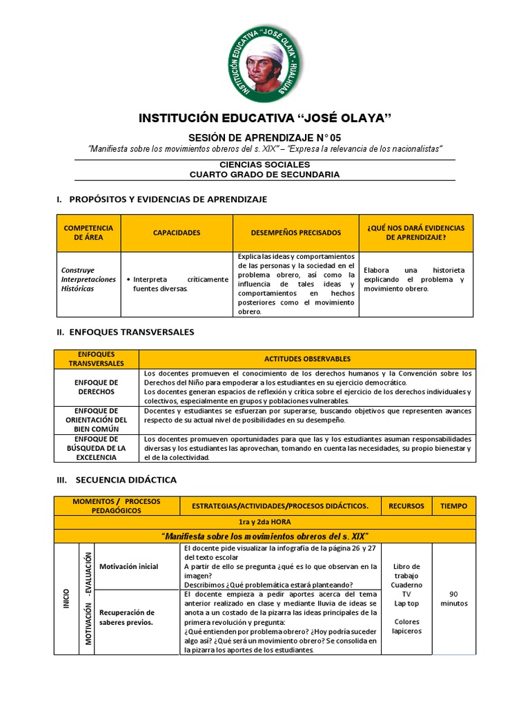 Sesion de Aprendizaje #05 | PDF | Enseñando | Aprendizaje