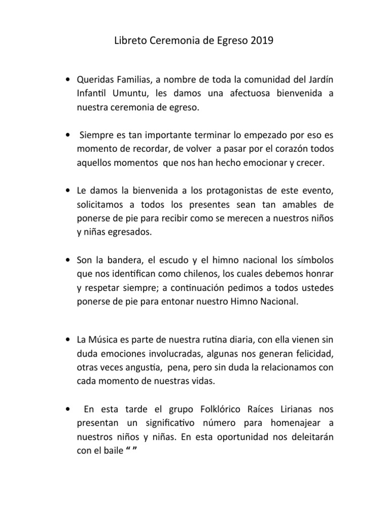 Libreto Ceremonia de egreso | PDF