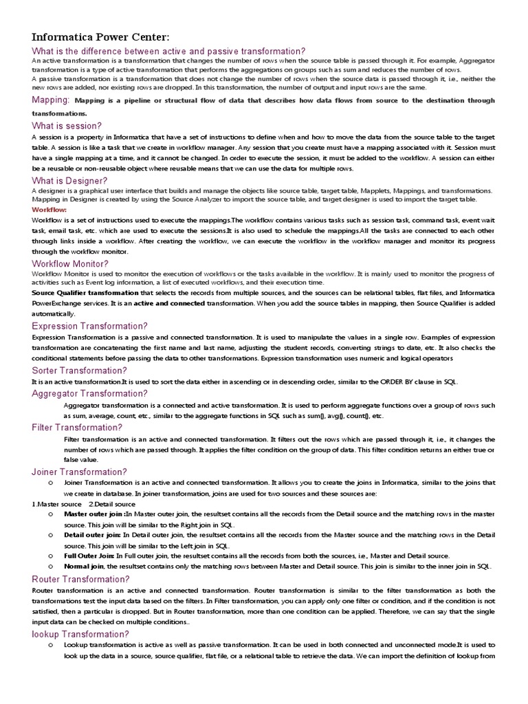 Informatica Power Center | PDF | Relational Model | Computer Science
