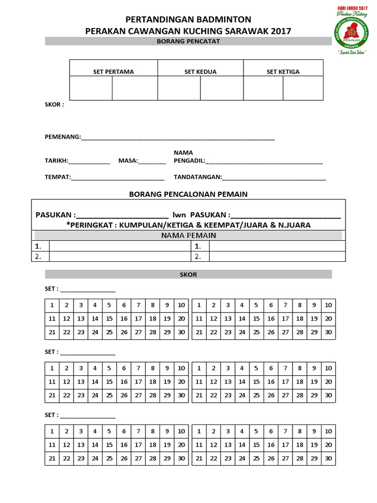 BORANG BADMINTON | PDF