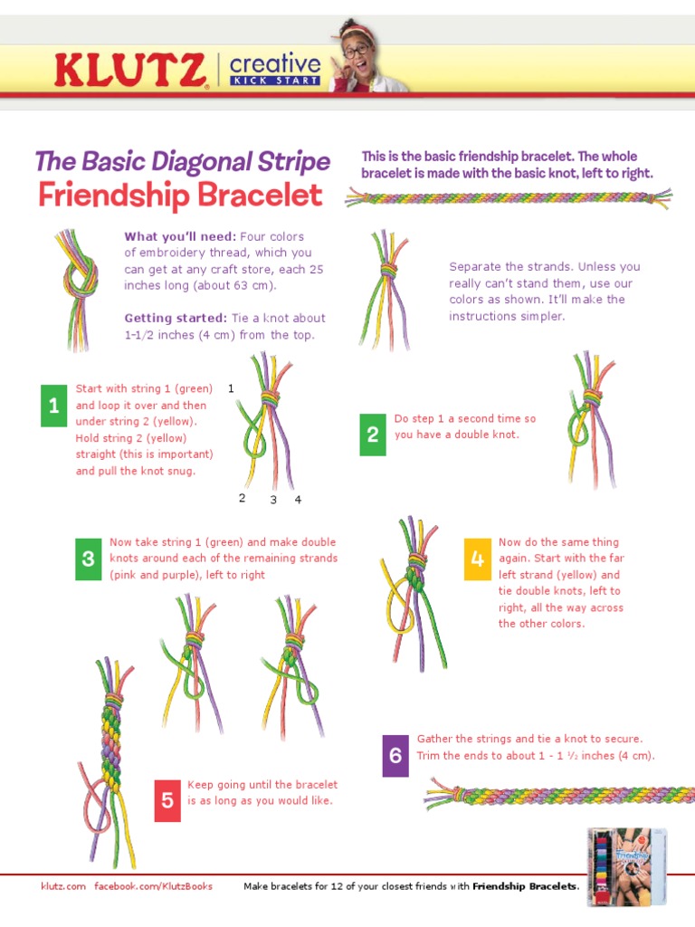 Basic Diagonal Stripe Bracelet Guide | PDF | Knot | Textile Arts