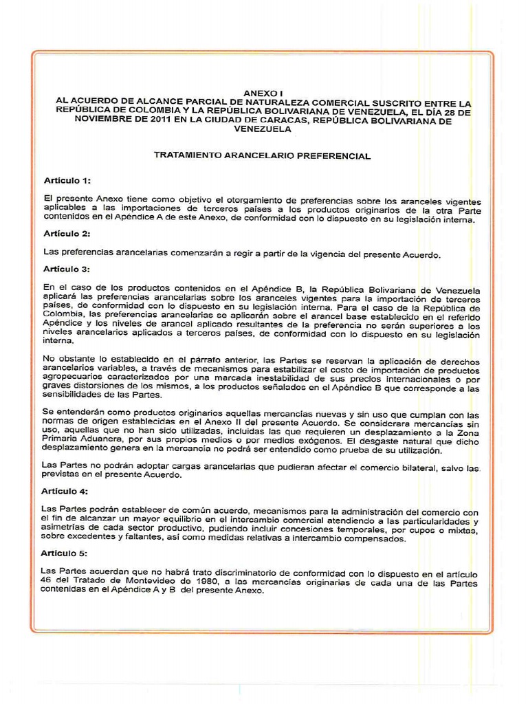 Anexo I Tratamiento Arancelario Preferencial | PDF Anexo I Tratamiento Arancelario Preferencial | PDF