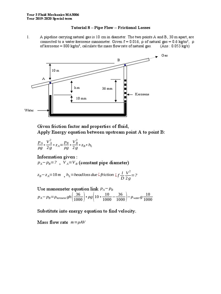 MA3006 Tutorial 8 Solution | Download Free PDF | Fluid Dynamics | Mechanical Engineering
