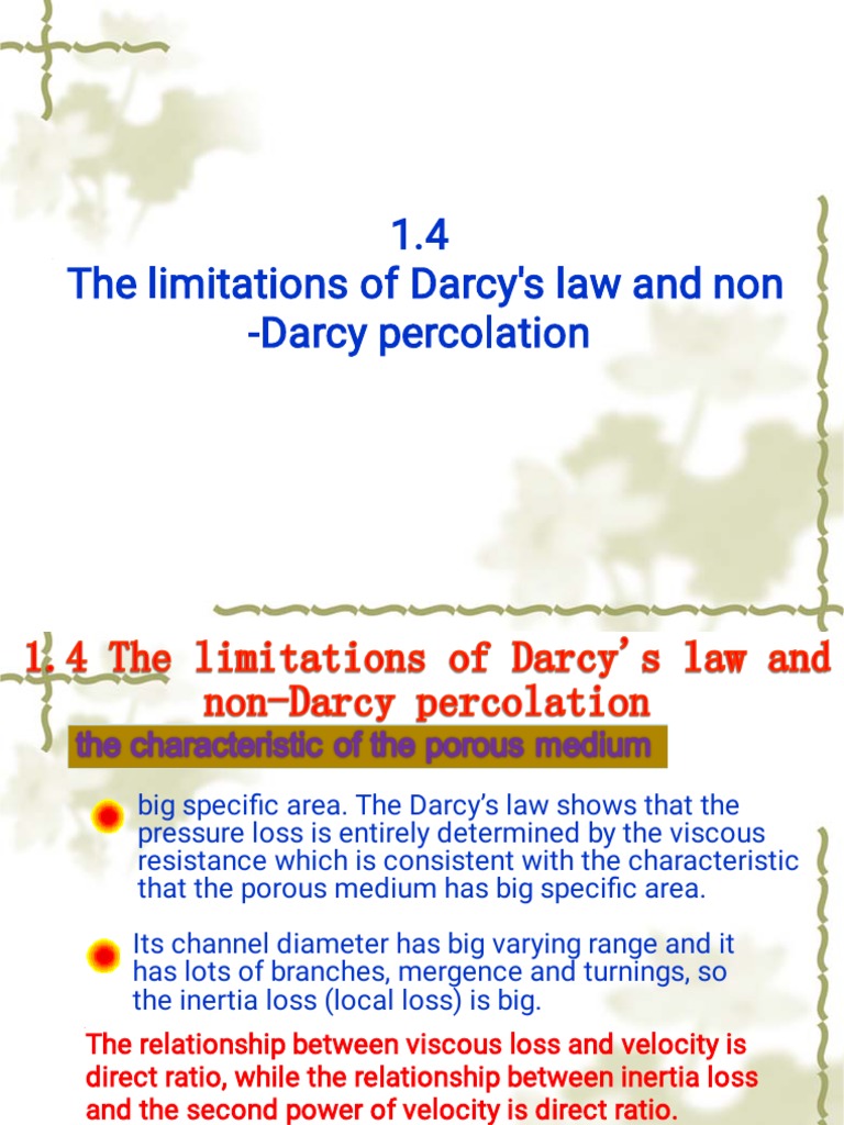 1.4 The Limitations of Darcy's Law and Non - Darcy Percolation | PDF ...