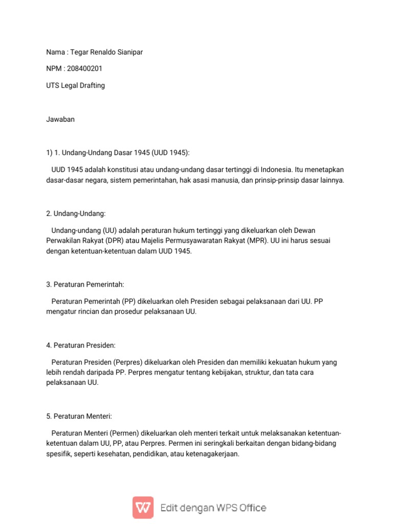 Jawaban Legal Drafting | PDF