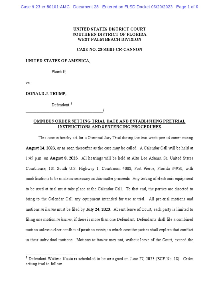 Trump Trial Date Set | PDF | Continuance | Discovery (Law)