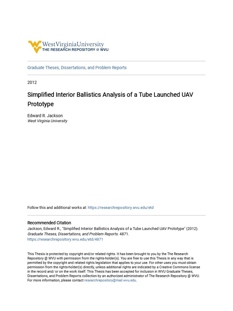 Simplified Interior Ballistics Analysis of A Tube Launched UAV PR | PDF ...