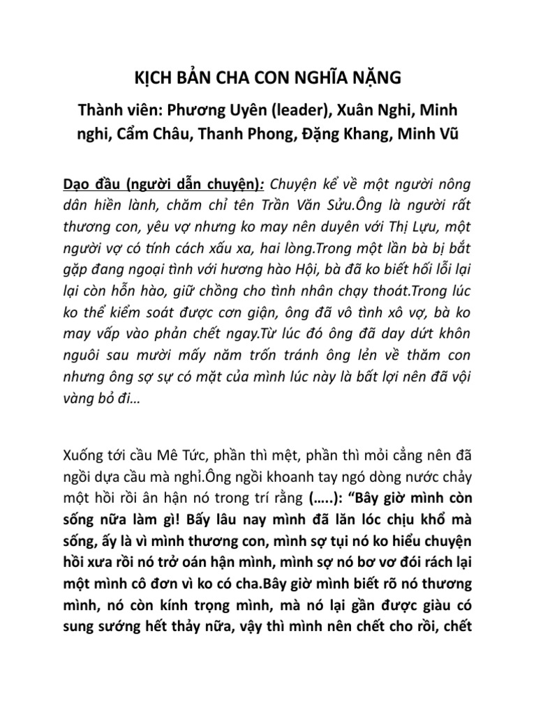 Kich Ban Cha Con Nghia Nang | PDF