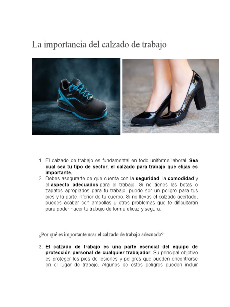La Importancia Del Calzado de Trabajo Nuevo | PDF | Zapato | Calzado