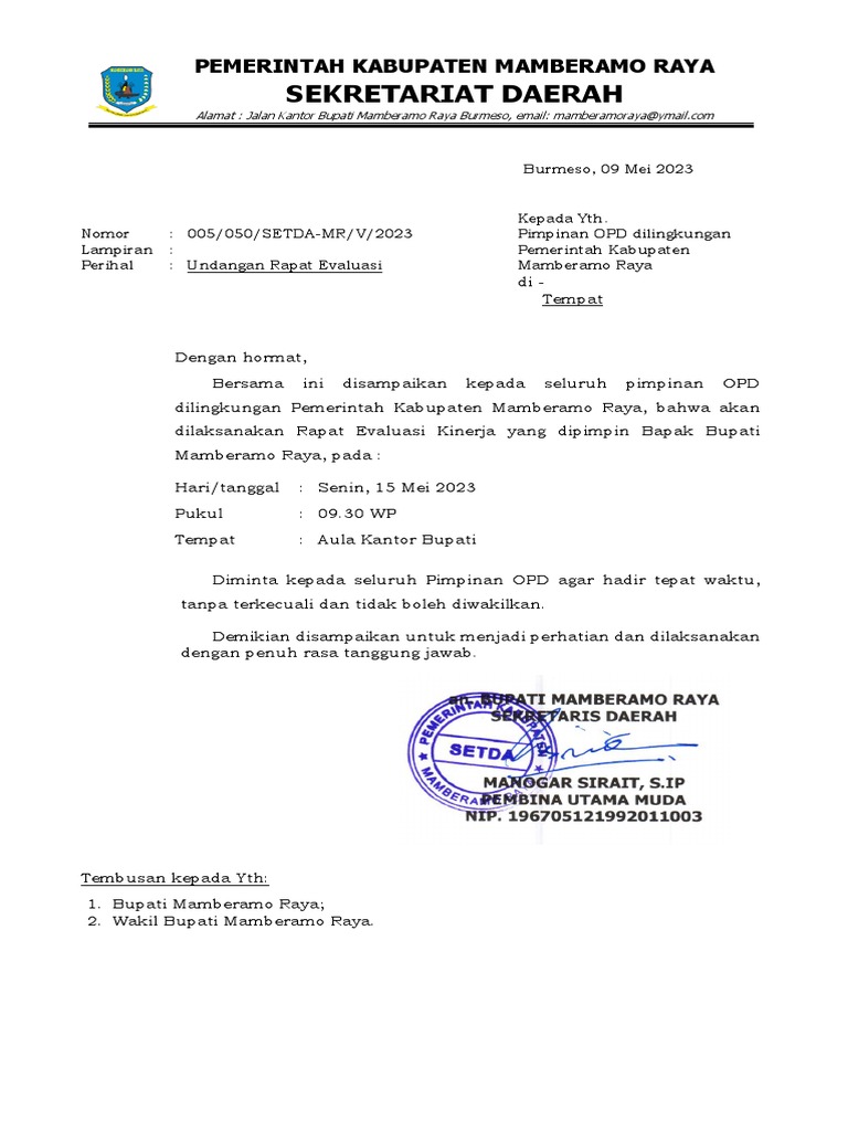 Undangan Rapat Evaluasi Kinerja | PDF Undangan Rapat Evaluasi Kinerja | PDF