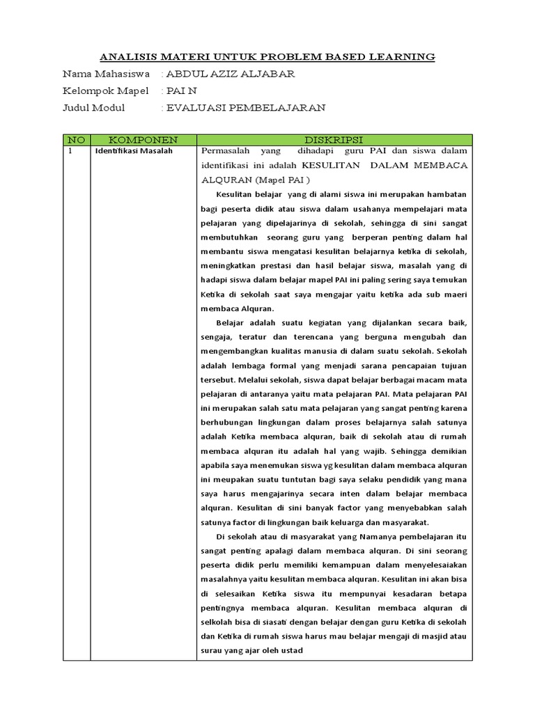 ANALISIS Materi Modul EVALUASI PEMBELAJARAN | PDF