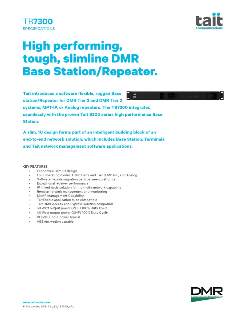 Tait SS TB7300 | PDF