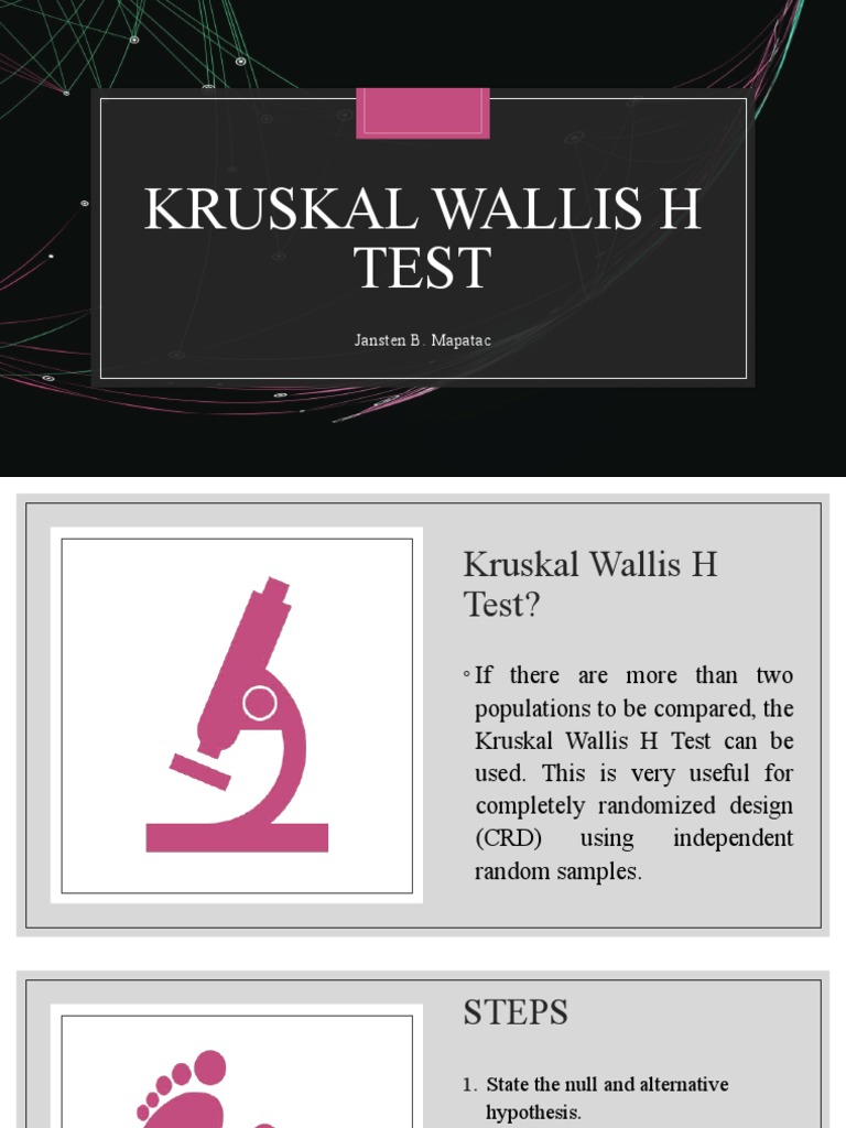 Kruskal Wallis H Test and Friedman F Test | PDF | Statistical ...