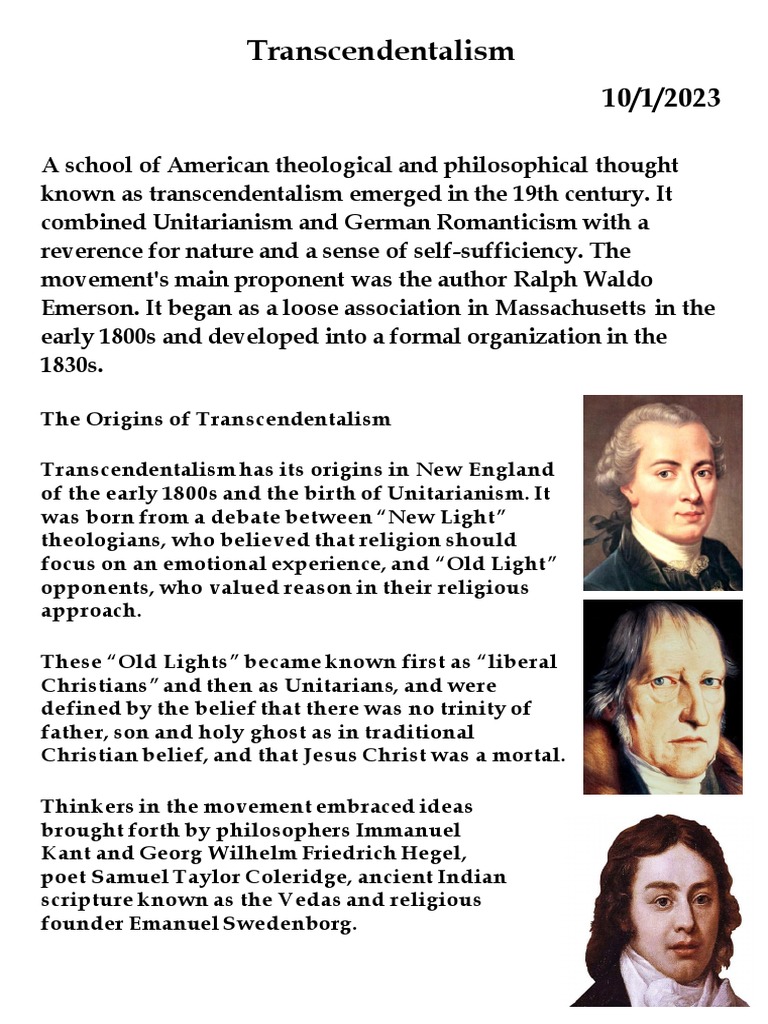 Transcendentalism | PDF | Transcendentalism | Religious Faiths