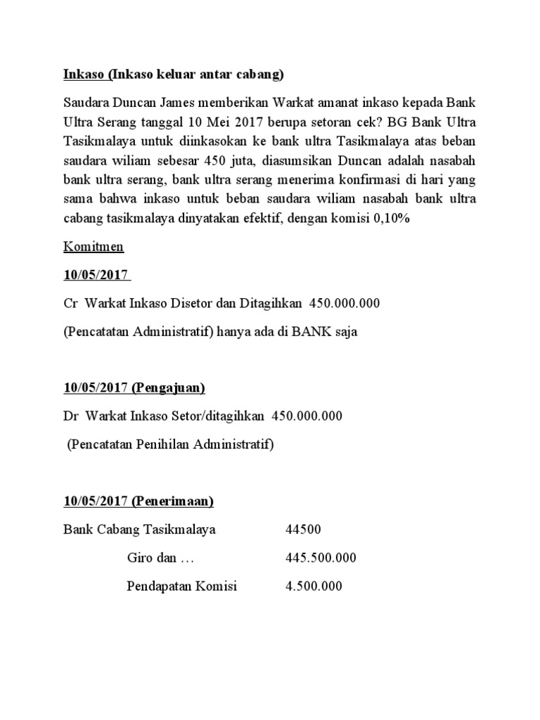 Akuntansi Perbankan Inkaso | PDF