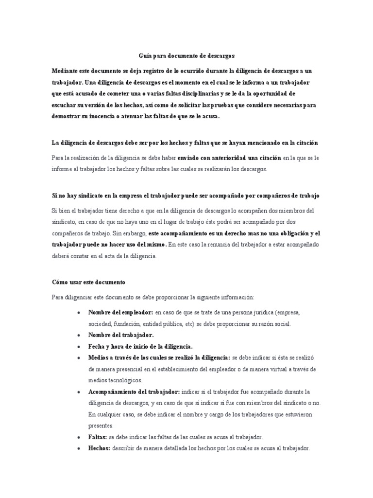 Guía para Documento de Descargos | PDF | Derecho