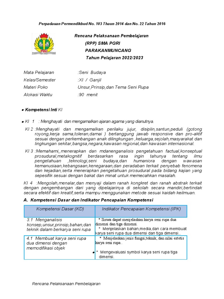 Contoh Template RPP (1) Print | PDF