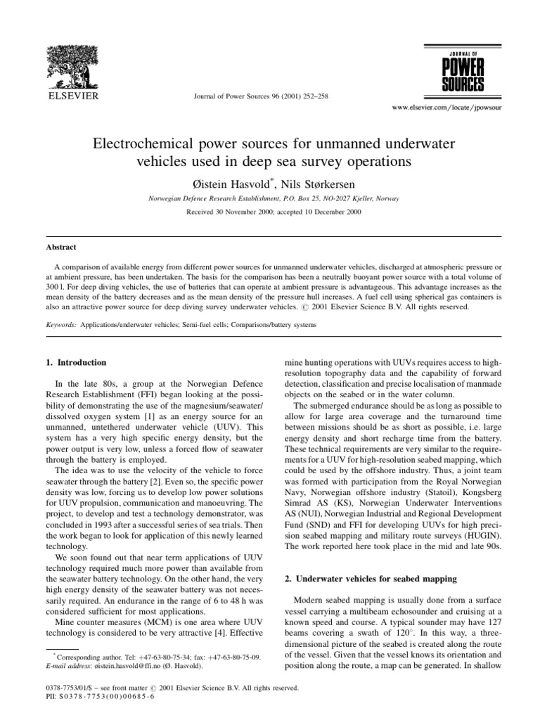 (2001)hasvold electrochemical power sources for AUV | PDF ...