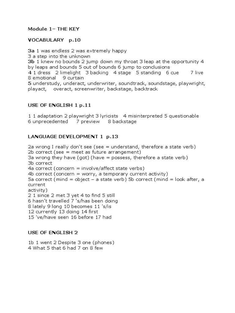 Proficiency EXPERT - MODULE 1 - The Key | PDF