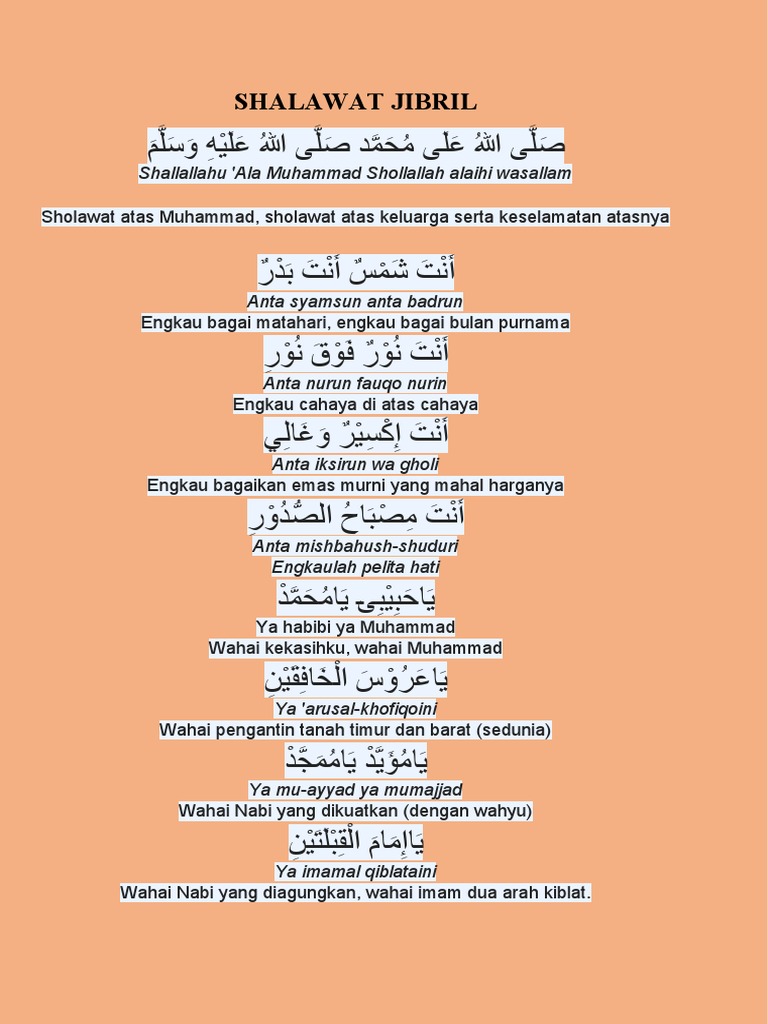 SHOLAWAT JIBRIL | PDF
