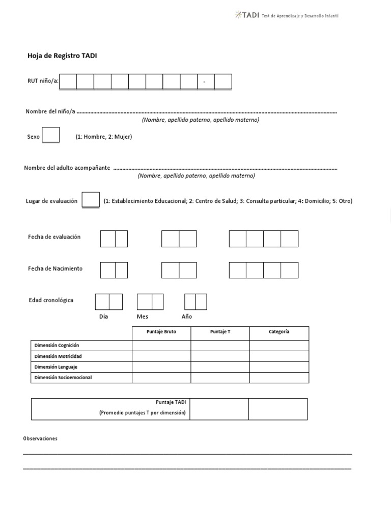 Hoja de Registro TADI | PDF