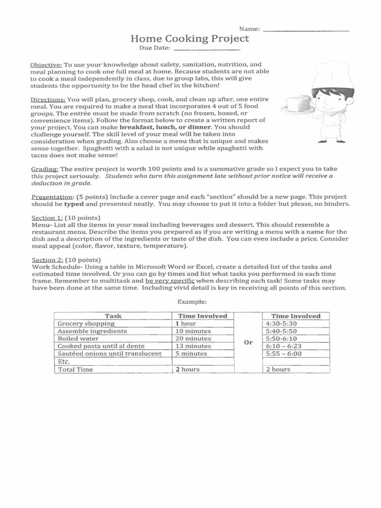 Home Cooking Project | PDF | Meal | Menu