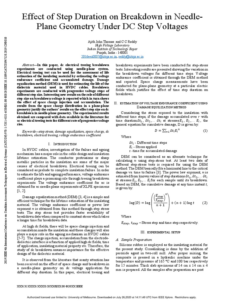 Effect of Step Duration On Breakdown in NeedlePlane Geometry Under DC Step Voltages | PDF ...