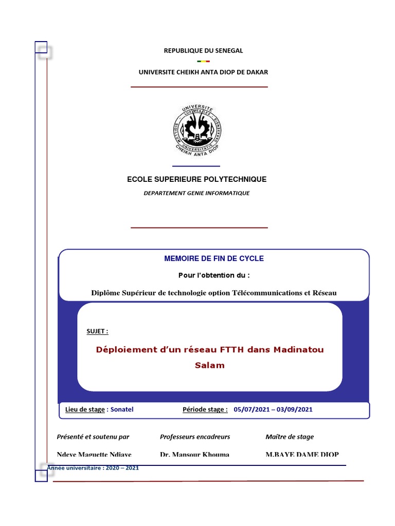 Déploiement du réseau FTTH à Madinatou | PDF | Fibre optique | Atténuation