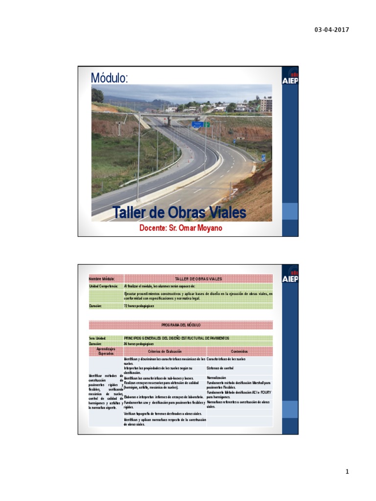 Taller de Obras Viales - 1era | PDF