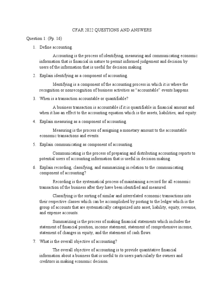 Cfas 2022 Questions and Answers | PDF | International Financial ...