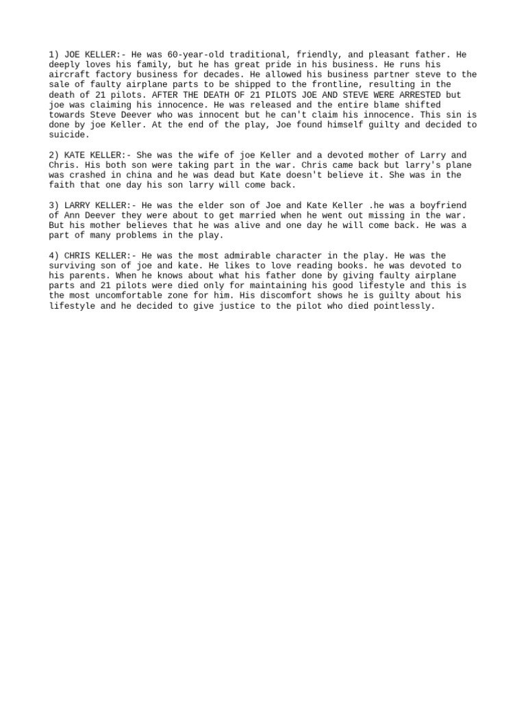 Joe Keller's Guilt and Tragedy | PDF