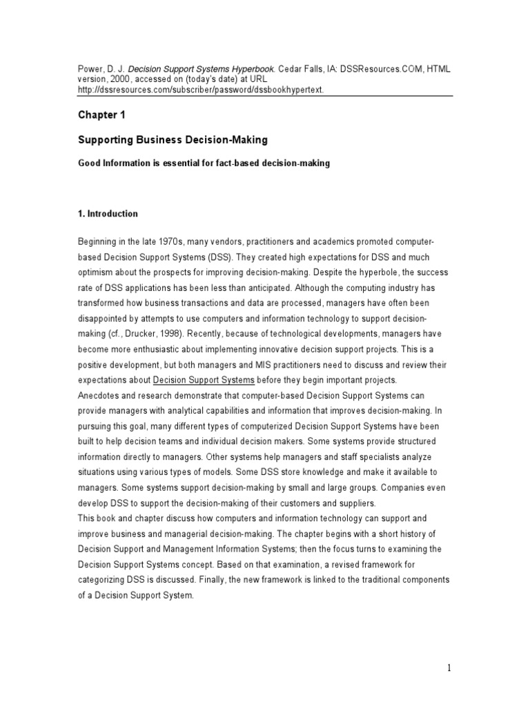 1 Supporting Business Decision Making | PDF | Decision Support System | World Wide Web