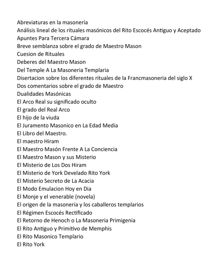Grado y Ritual del Maestro Masón | PDF | Masonería | Esoterismo occidental