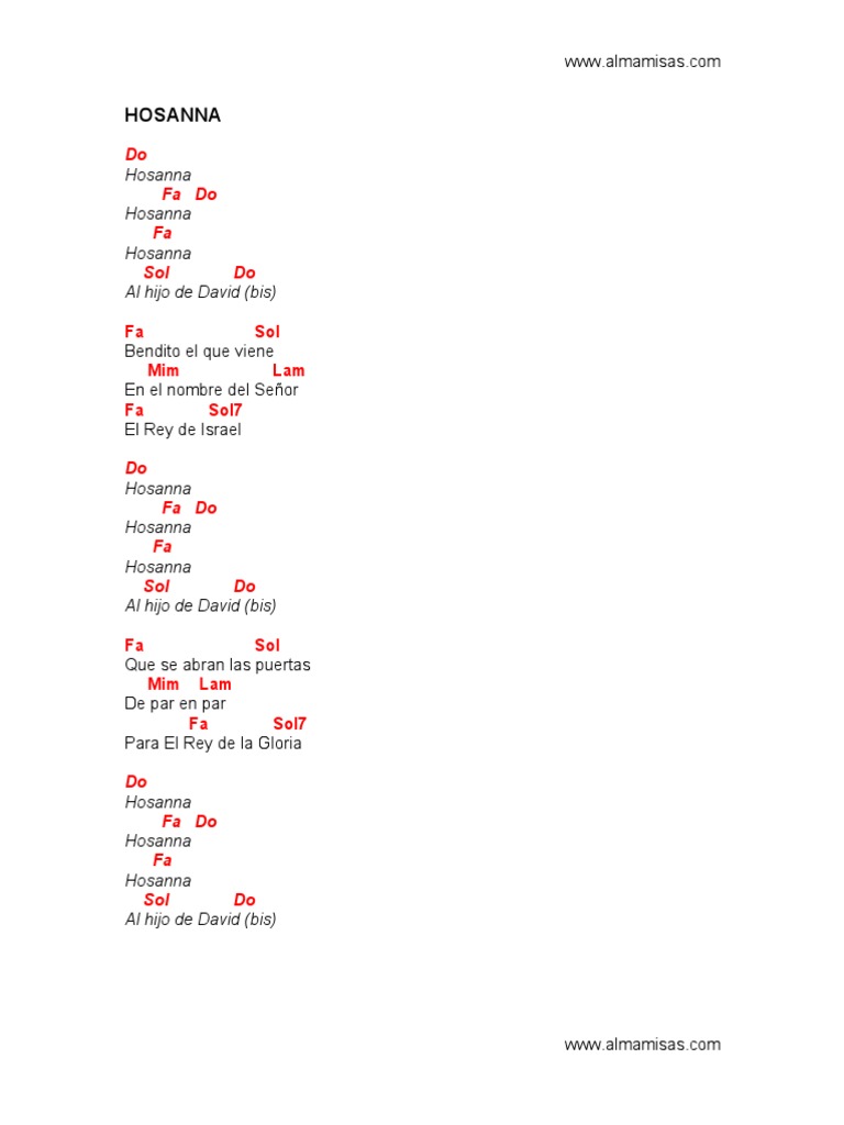 HOSANNA Al Hijo de David Canto para Domingo de Ramos | PDF HOSANNA Al Hijo de David Canto para Domingo de Ramos | PDF