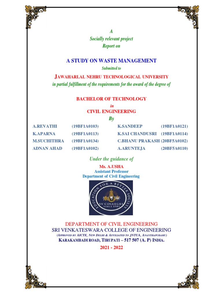 SRP - FINAL Final REPORT | PDF | Municipal Solid Waste | Waste Management