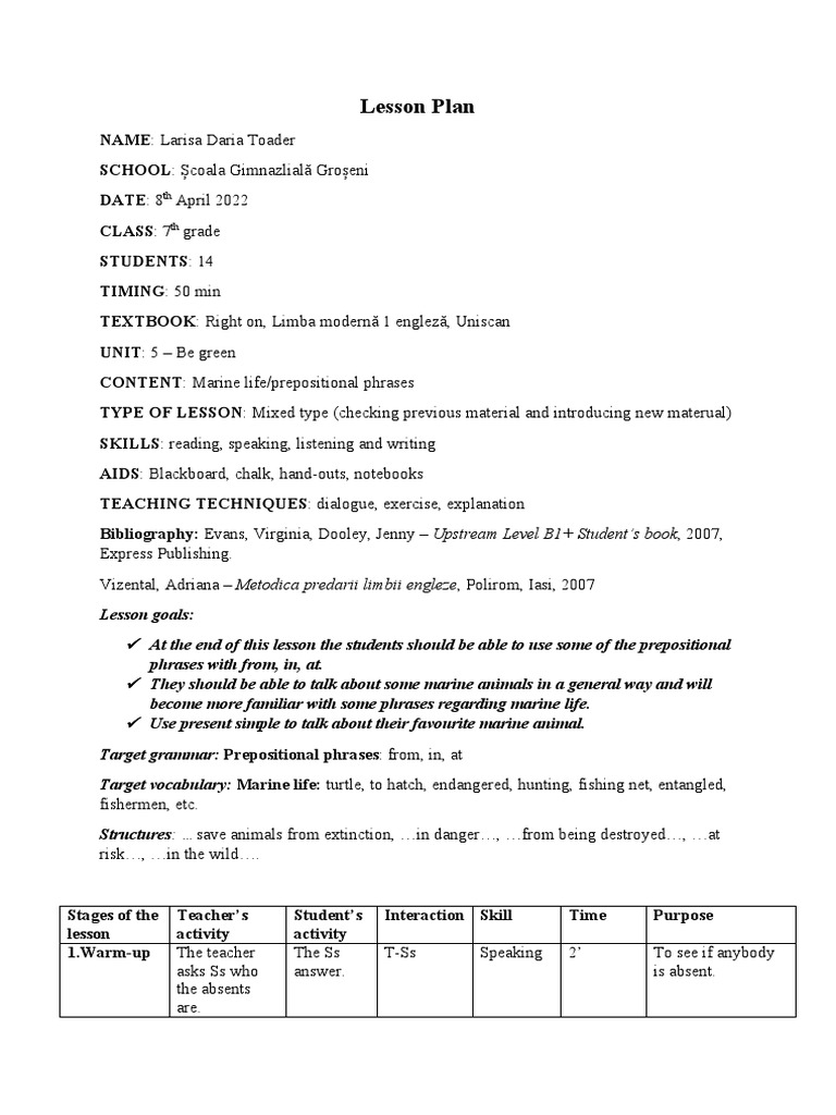 Lesson Plan 7th grade - CALL | PDF | Cognition | Learning