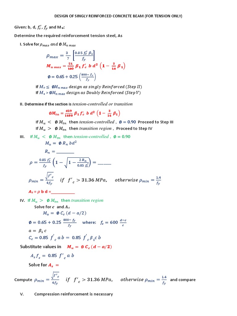 DESIGN OF SINGLY REINFORCED CONCRETE BEAM As | PDF | Beam (Structure ...