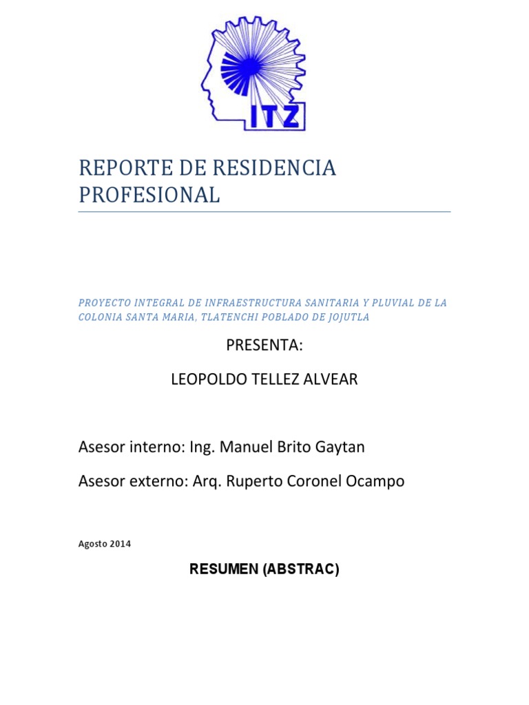 Reporte de Residencia Profesional Imprimir | Descargar gratis PDF | Alcantarillado | Saneamiento