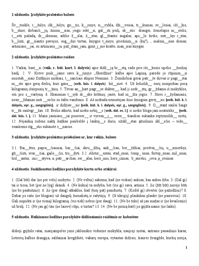 Testas 9 Paz. Rasyba, Skyryba | PDF